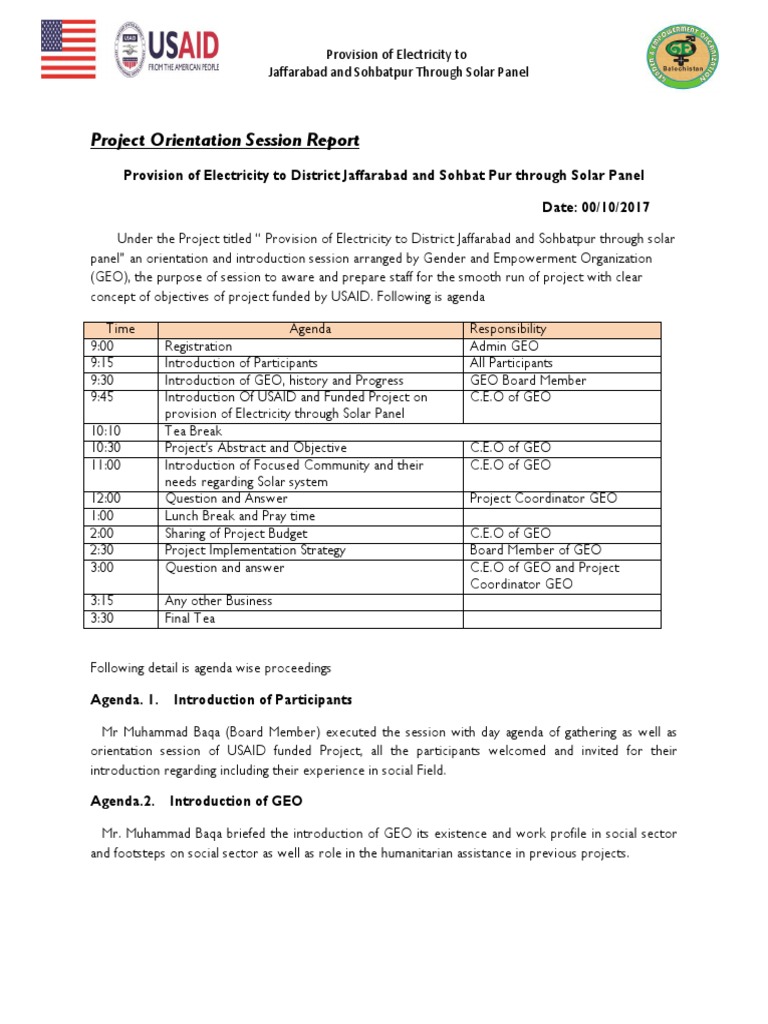 Project Orientation Report-GEO | PDF | Watt | Solar Energy