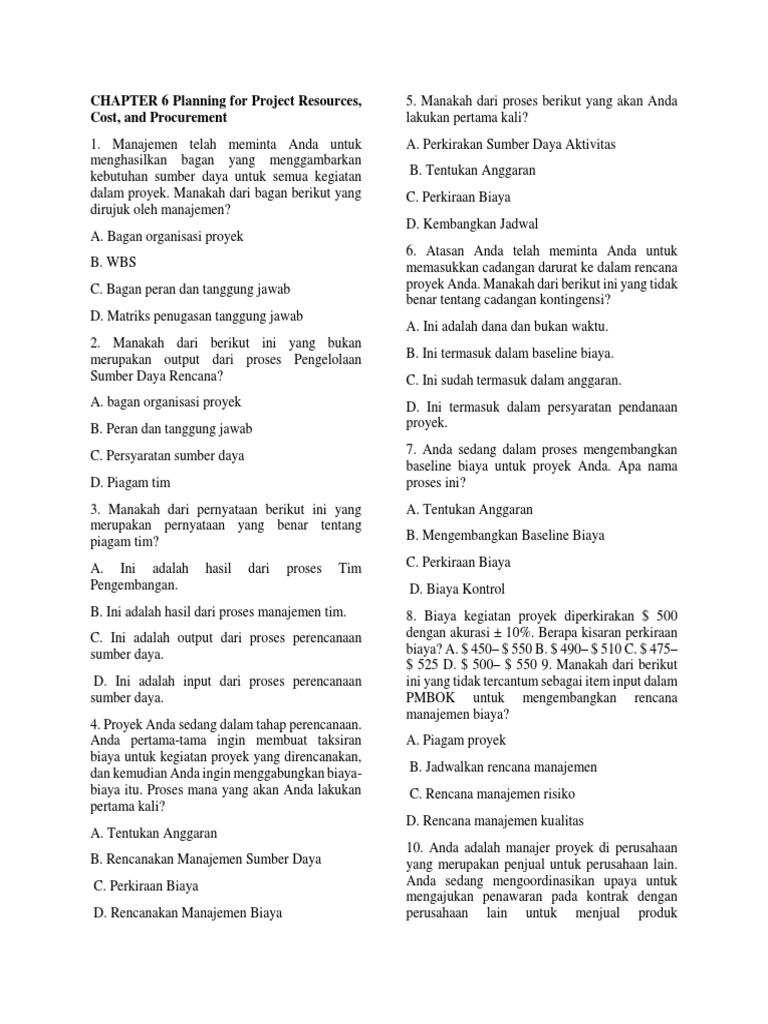 Manpro Soal Pilgan | PDF