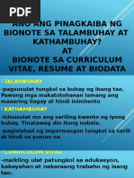 MGA HALIMBAWA NG Bionote | PDF
