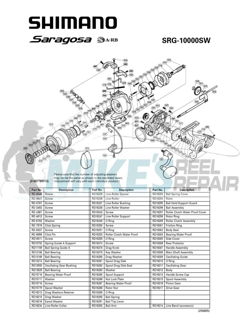 Shimano Saragosa SRG10000SW Schematic | PDF | Clutch | Machines