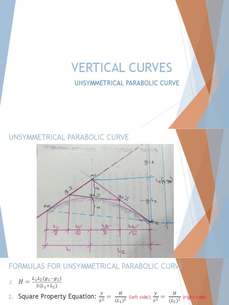Vertical Curves Formulas Unsymmetrical Parabolic | PDF