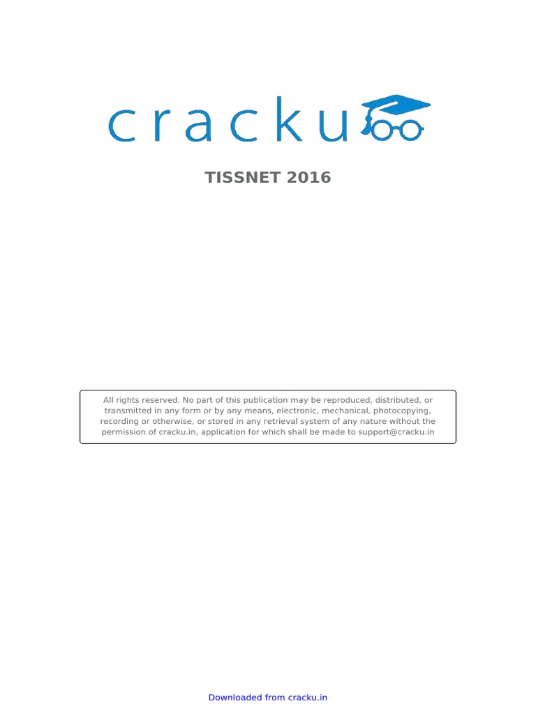 Solved TISSNET 2016 Paper With Solutions | PDF