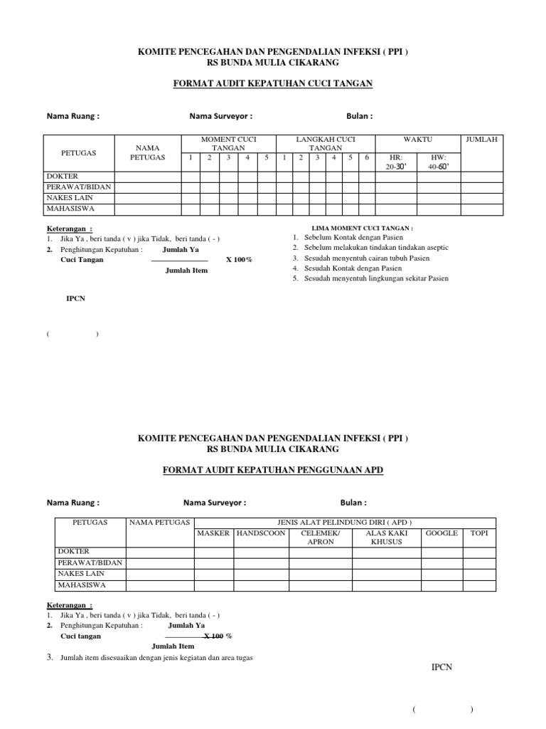 Formulir-Audit-Hand-Hygiene (Repaired) | PDF