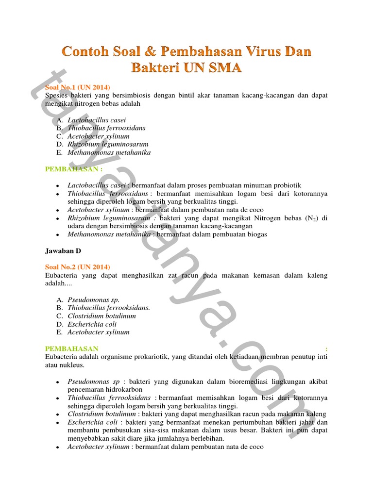 Contoh Soal Virus Dan Bakteri | PDF