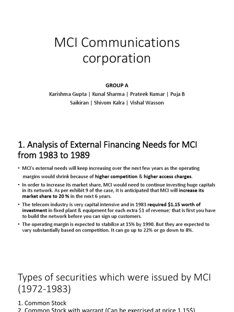 MCI Communications Corporation | PDF | Convertible Bond | Stocks