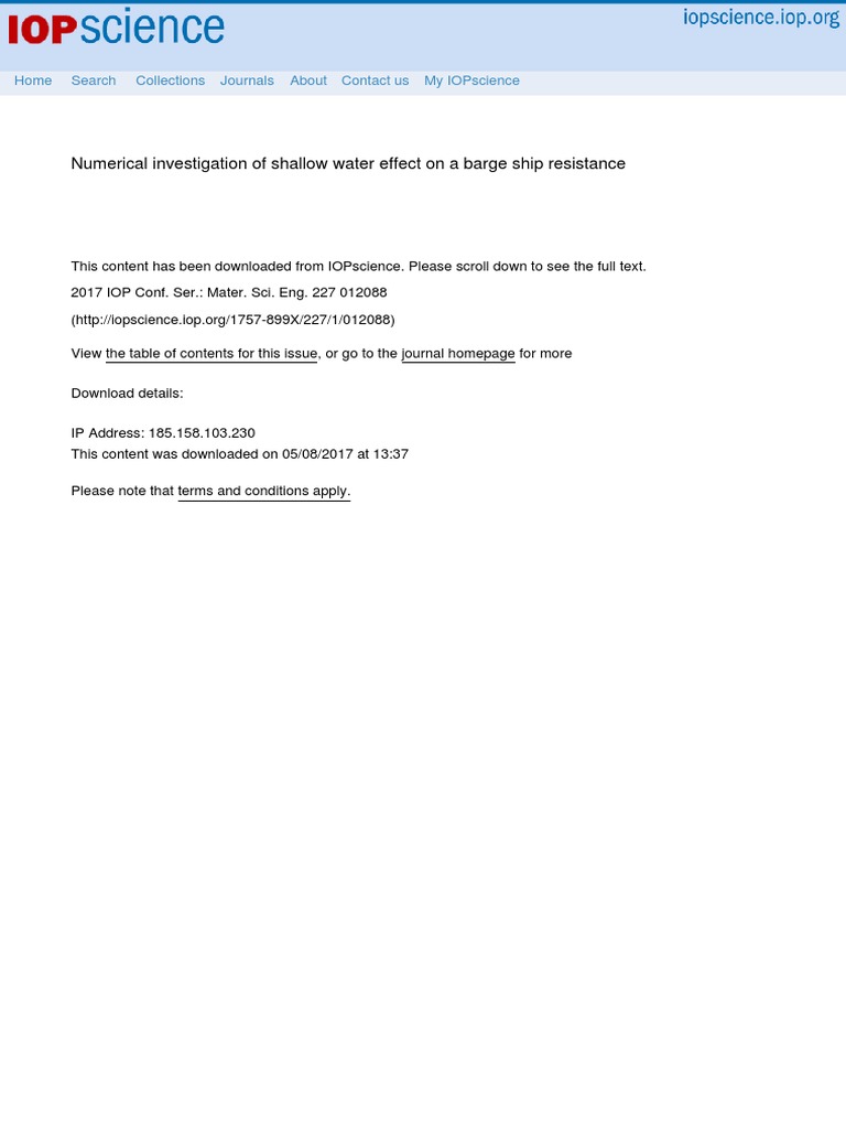 Numerical Investigation of Shallow Water Effect On A Barge Ship ...