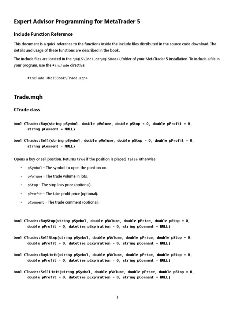 MQL5 Book Include Reference | PDF | Order (Exchange) | Array Data Type
