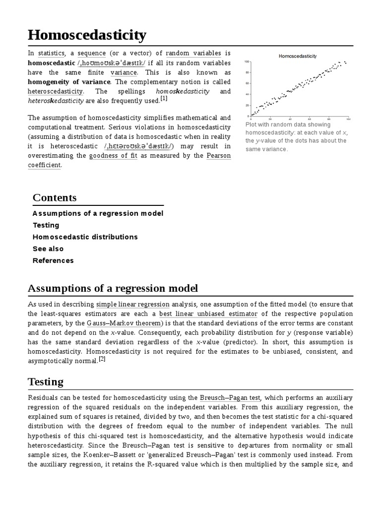 Homoscedasticity PDF | PDF | Heteroscedasticity | Regression Analysis