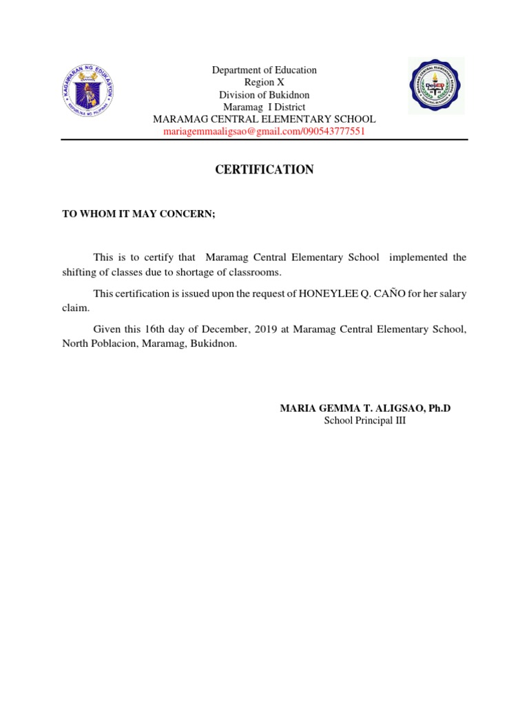 Certification of First Day of Service | PDF