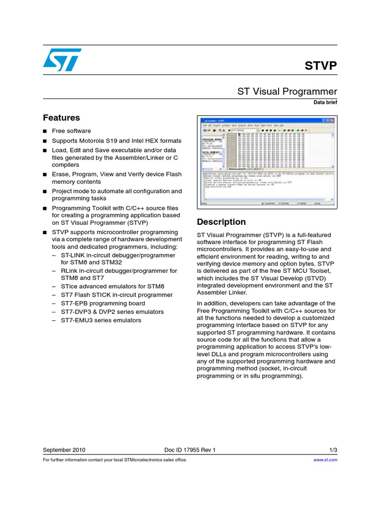 ST Visual Programmer | Download Free PDF | Microcontroller | Computer Programming