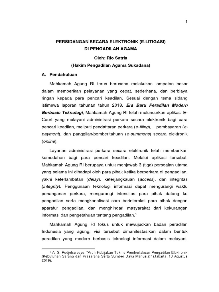 Persidangan Secara Elektronik (E-Litigasi) | PDF