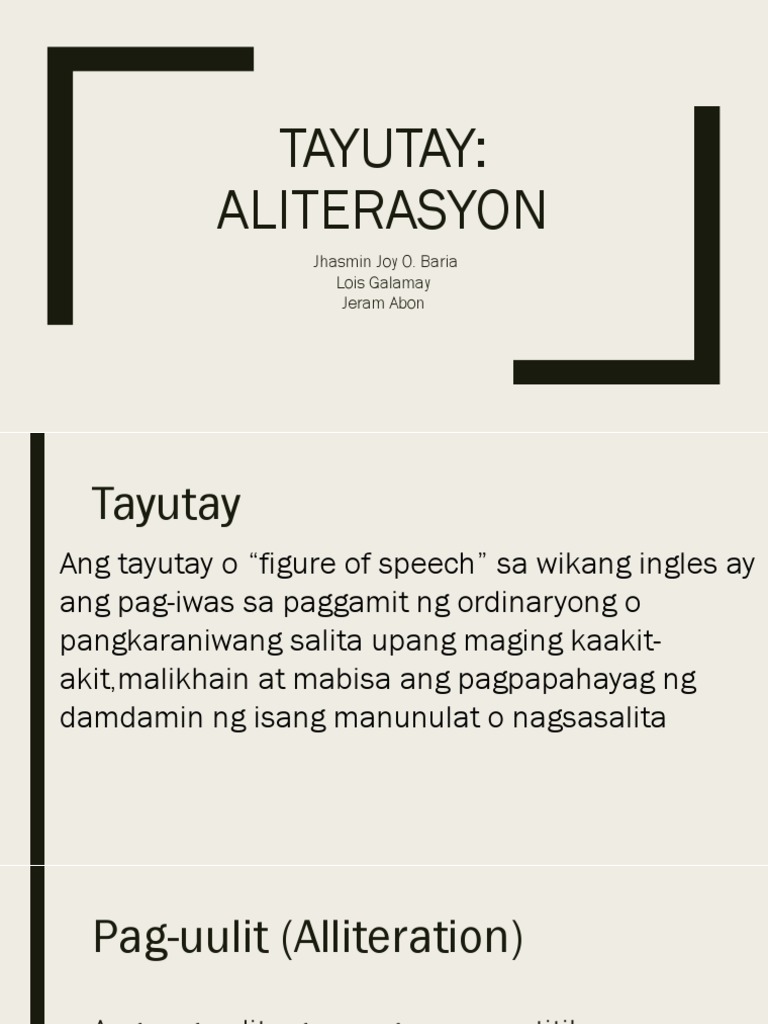 Tayutay Aliterasyon | PDF
