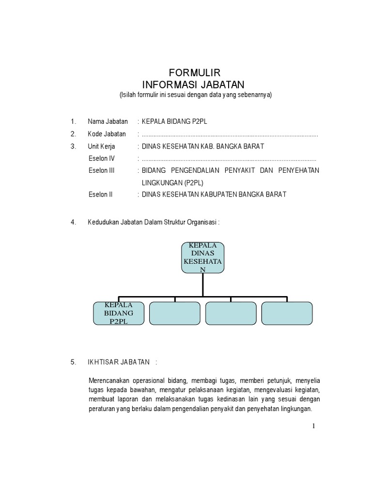 Form Anjab Kabid P2P | PDF