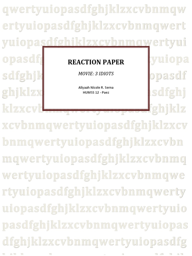 3 Idiots Movie Reaction Paper | PDF | Wellness