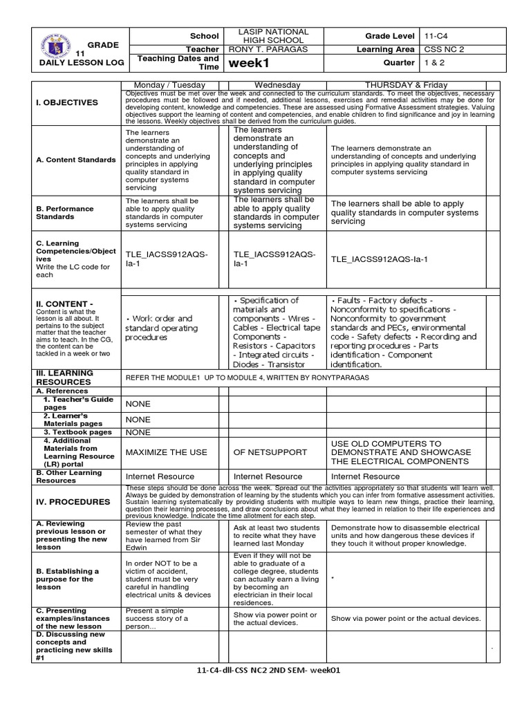 11-4-DLL-CSS 2ND Sem Week01 | PDF | Electronic Component | Learning