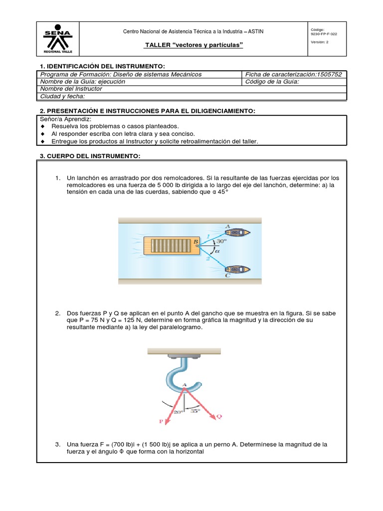 Taller Repaso Suma de Vectores | Descargar gratis PDF | Vector Euclidiano | Fuerza