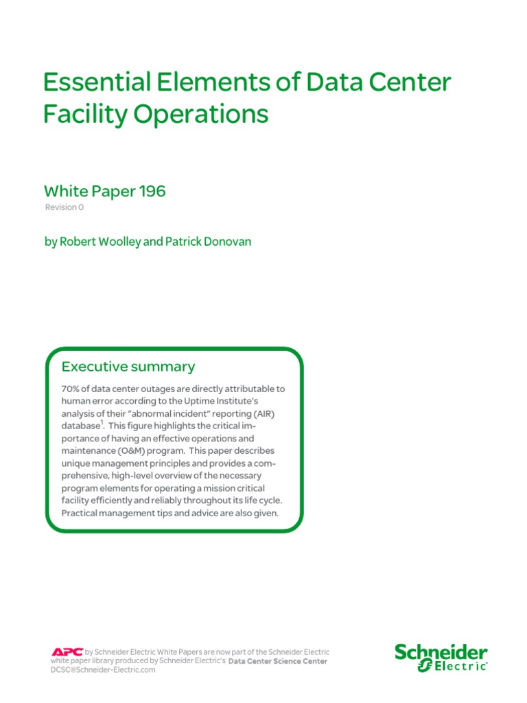 Essential Elements of Data Center Facility Operations PDF | PDF | Data ...