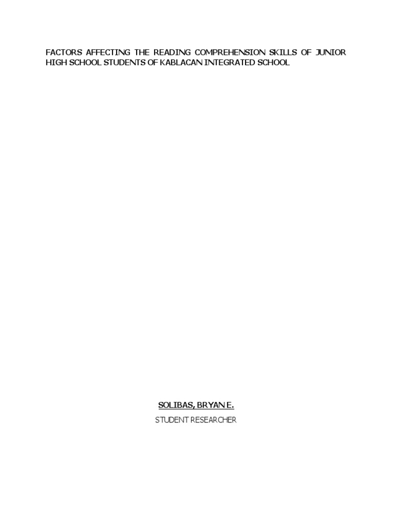 Factors Influencing Reading Comprehension | PDF | Reading Comprehension ...