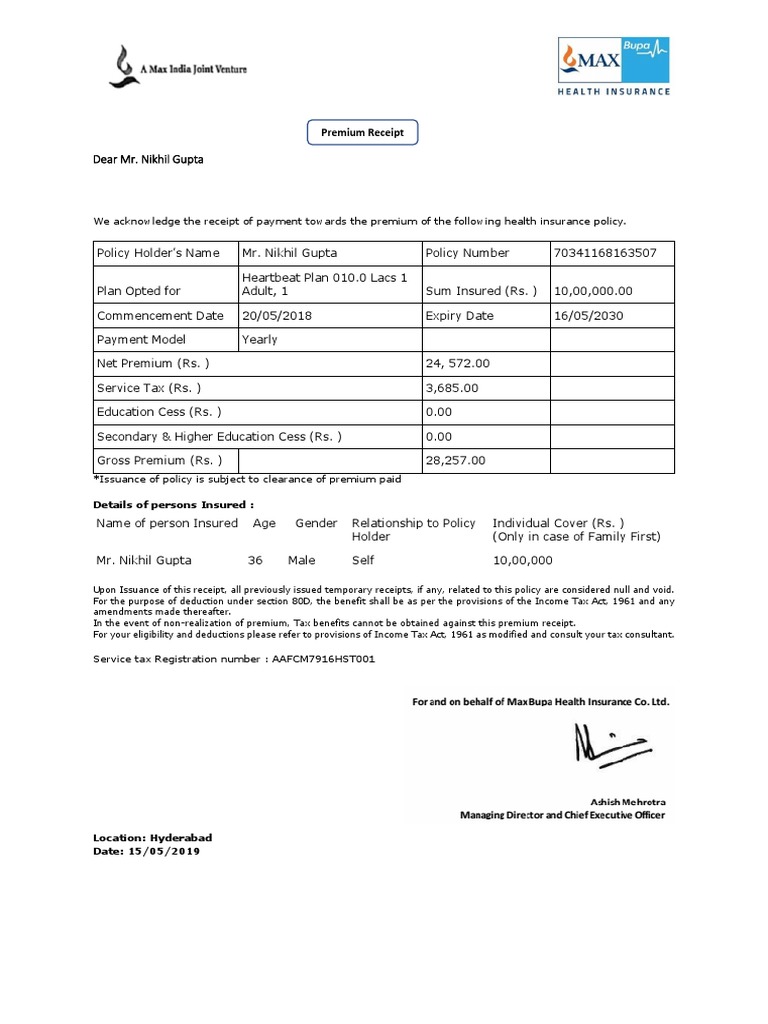 Health Receipt | PDF