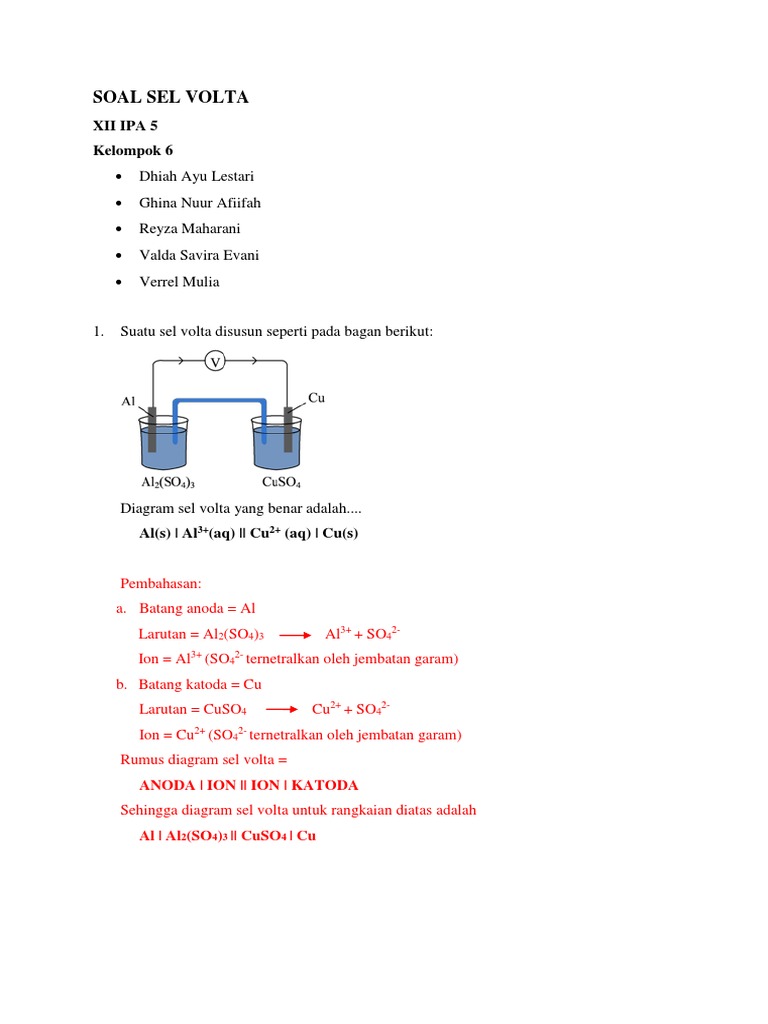 Soal Sel Volta Kelompok 62 | PDF