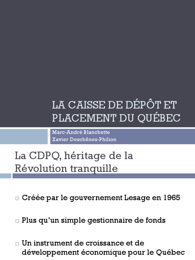 La Caisse de Dépôt Et Placement Du Québec | PDF | Subprime | Plan Paulson, ou TARP (Troubled ...