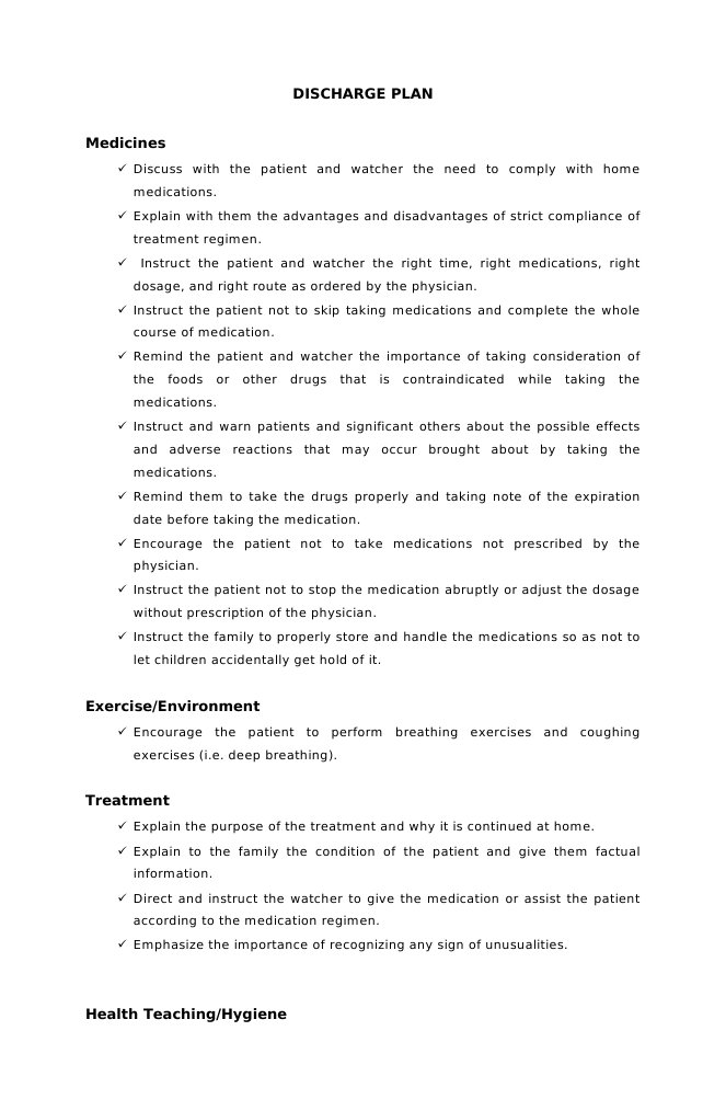 Discharge Plan | Patient | Physician