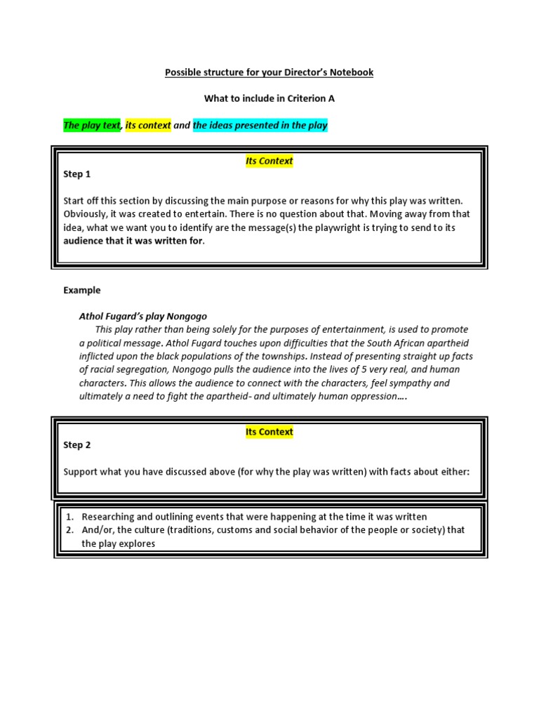 Director S Notebook Structure 1 | PDF | Play (Theatre) | Theatre