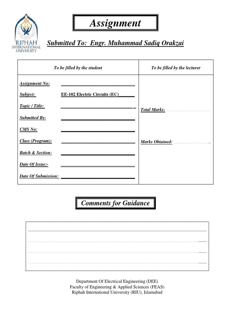 Assignment Title Page (Front Page) | PDF