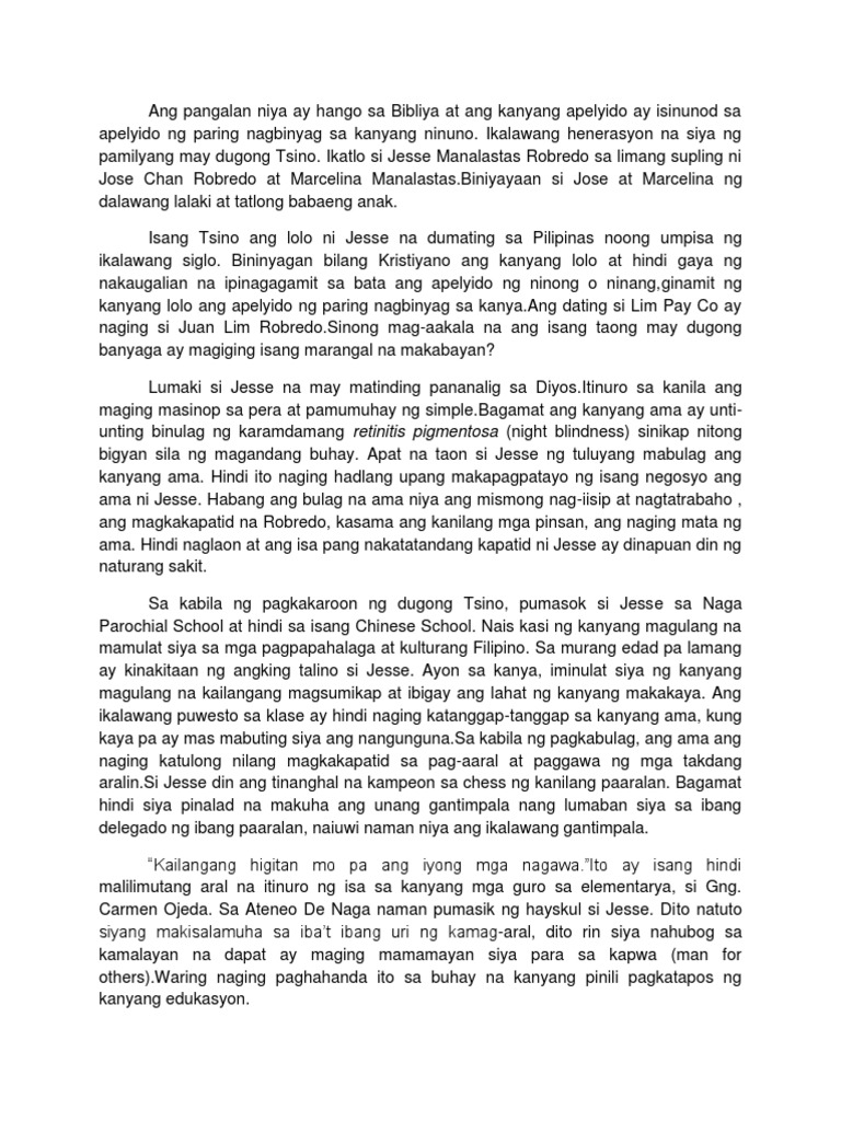 Biography - Jesse - Robreo Tagalog | PDF