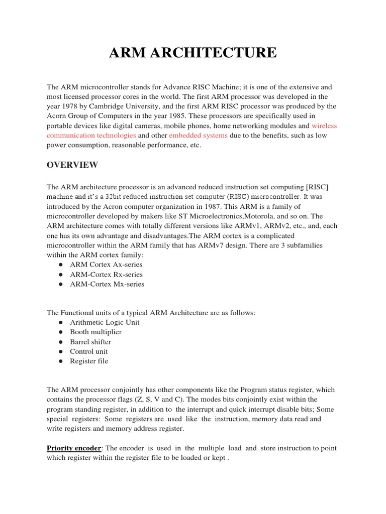 Arm Architecture Pdf Arm Architecture Central Processing Unit