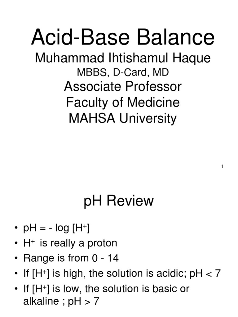Acid-Base Balance | PDF | Bicarbonate | Ph