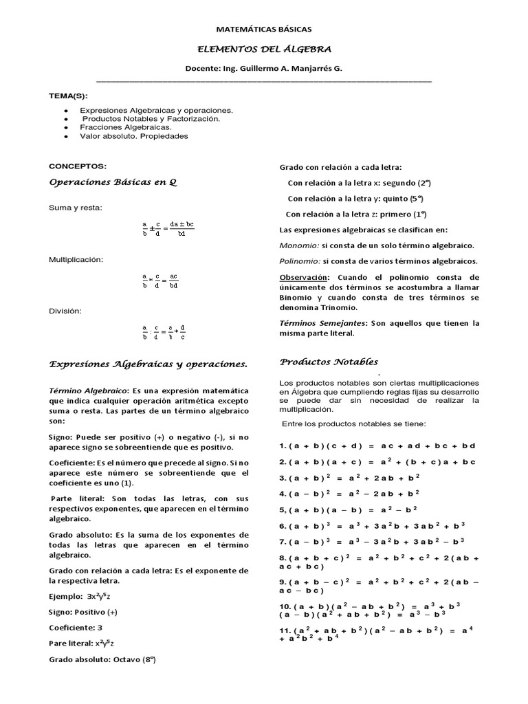 Elementos Del Álgebra | PDF | Aritmética | Análisis matemático