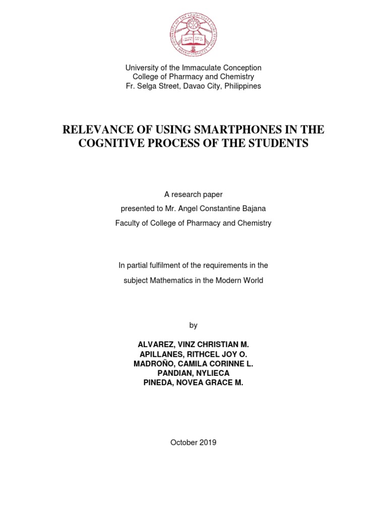 Relevance of Using Smartphones in The Cognitive Process of The Students ...