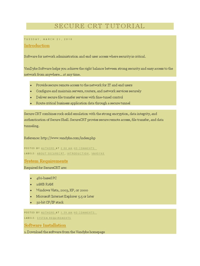 Secure CRT Tutorial | PDF | Computer Network | Computer Data