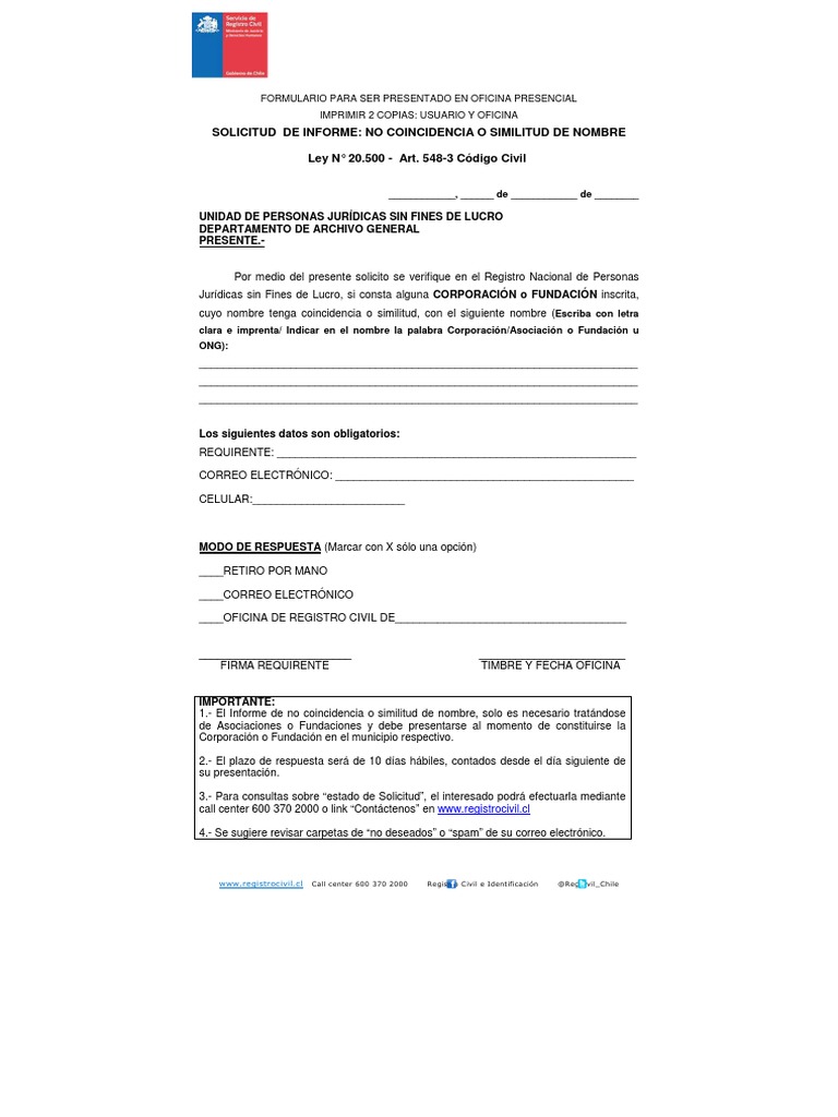 Solicitud de Informe de Similitud de Nombre | PDF