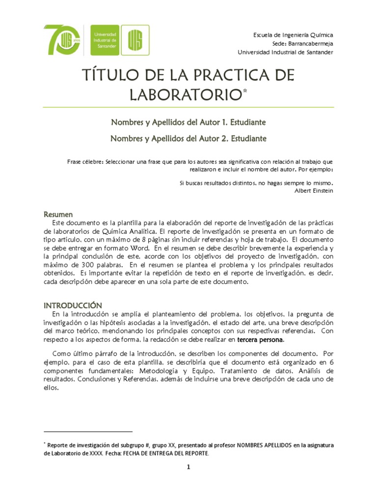 Formato de Informe de Laboratorio | PDF | Laboratorios | Medición