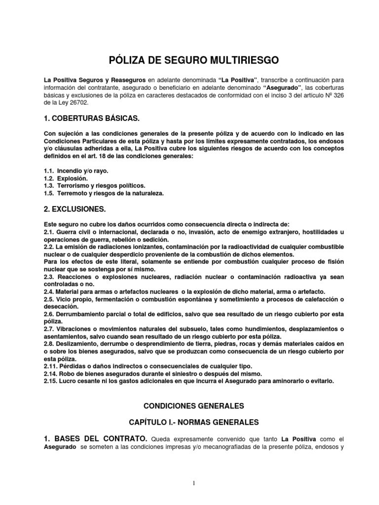 Glosario Poliza de Seguro Multirriesgo La Positiva | PDF | Póliza de seguros | Arbitraje