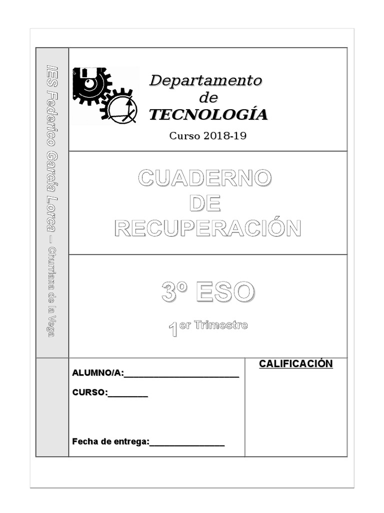 Cuaderno Recuperacion Tecnologia 3eso 18 19 | PDF | Motor de combustión interna | Engranaje