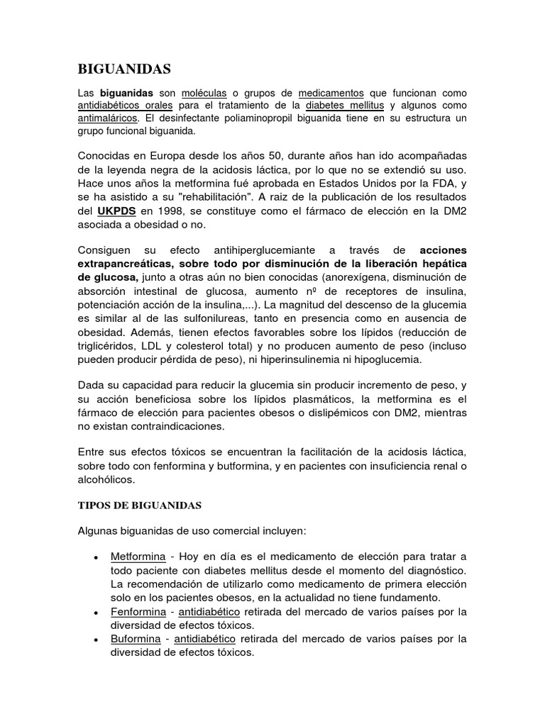 BIGUANIDAS | PDF | Farmacología | Medicina