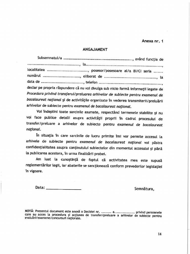 Angajament Si Declaratie | PDF