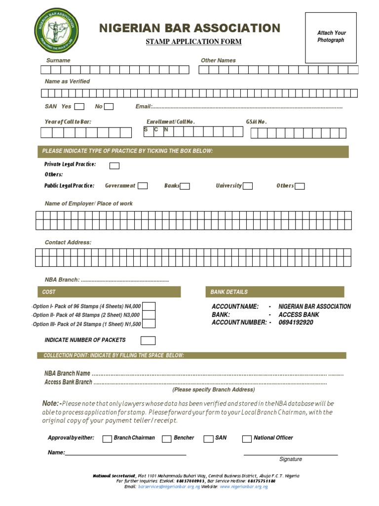 Nba Stamp Application Form - New | PDF | Computing | Business