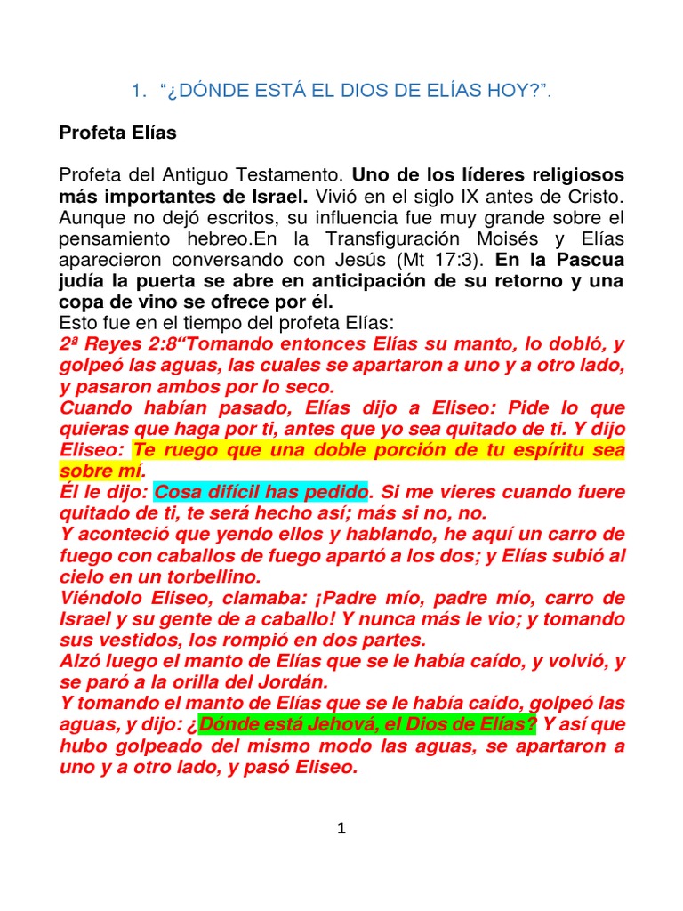 El Dios de Elías y su legado hoy | PDF | Elijah | Oración