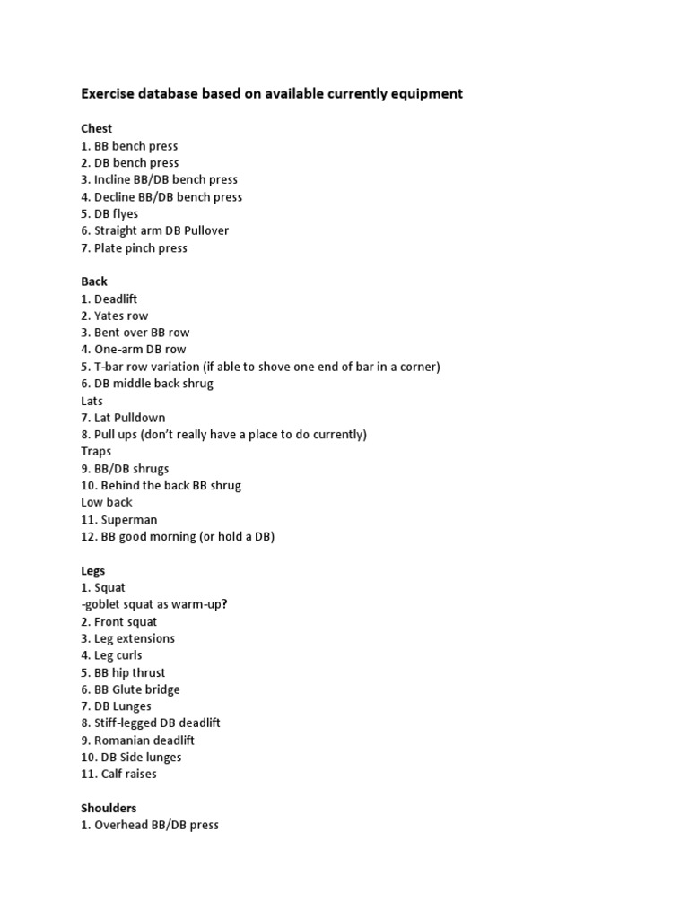 Exercise Database | PDF