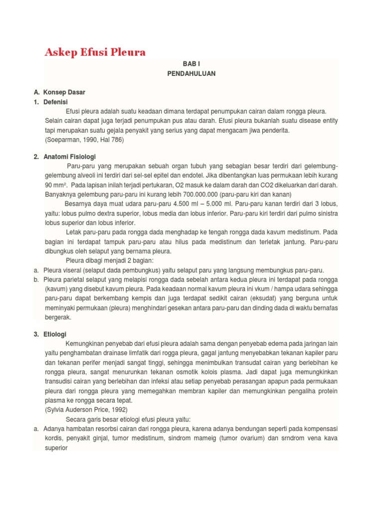 Askep Efusi Pleura | PDF