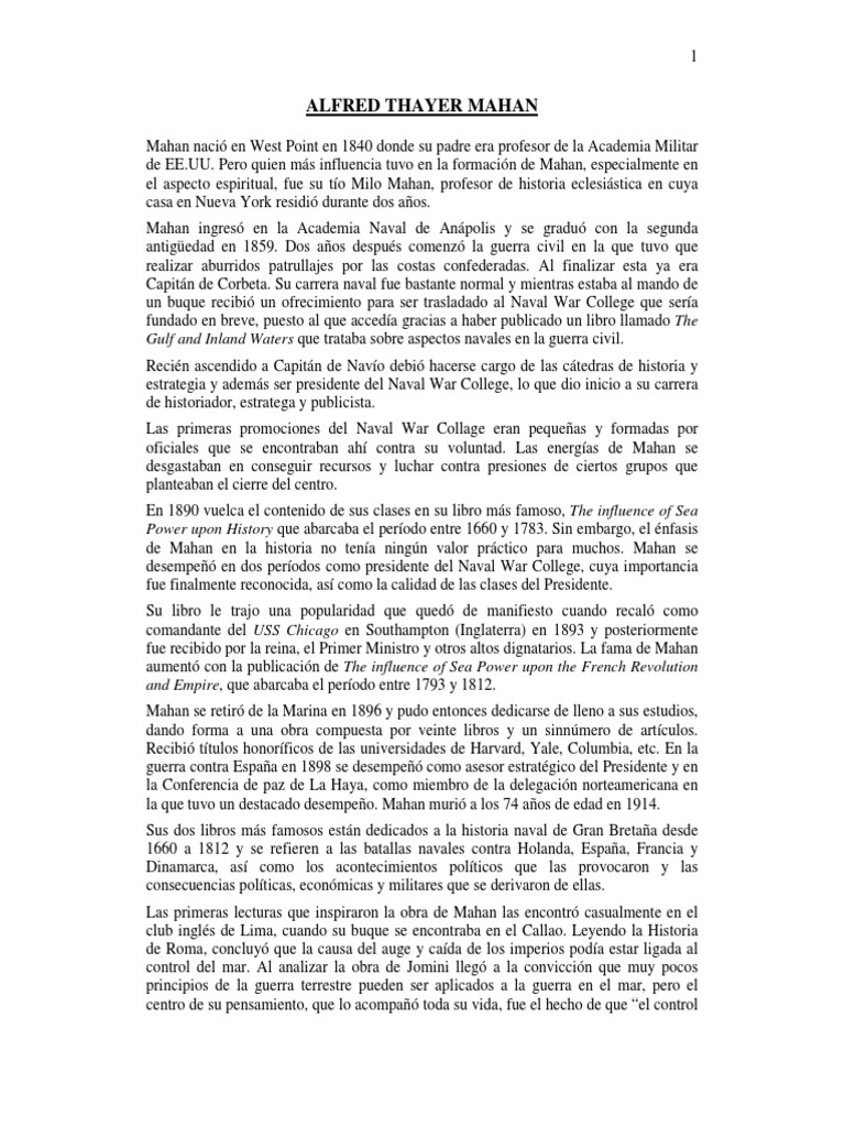 4 - Alfred Thayer Mahan | PDF | Los Estados Unidos | Guerra Naval