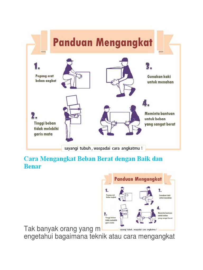 Cara Mengangkat Beban Berat Dengan Baik Dan Benar | PDF