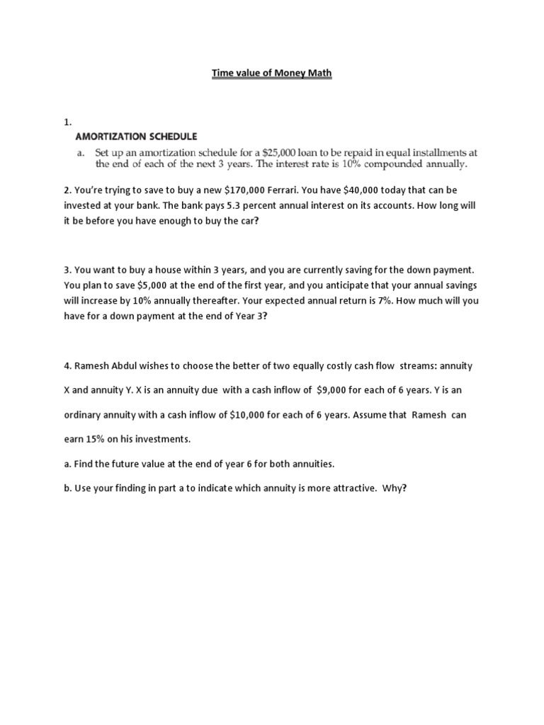 Time Value of Money Exercises | PDF | Time Value Of Money | Annuity ...