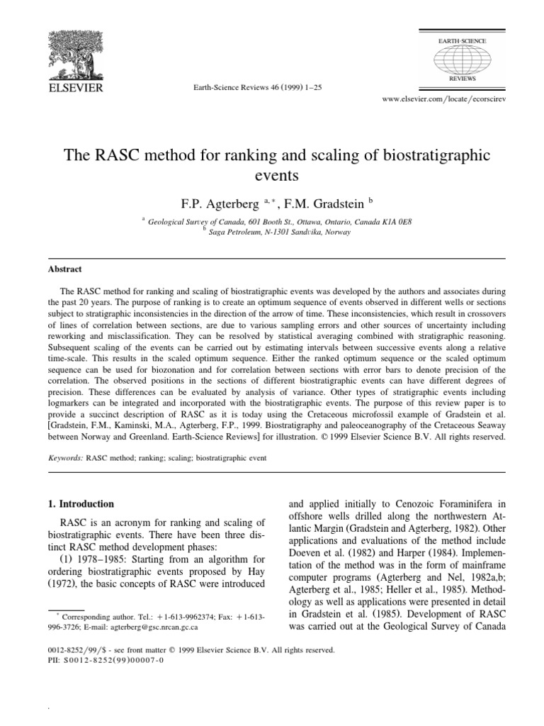 The RASC Method For Ranking and Scaling of Biostratigraphic Events PDF | PDF | Correlation And ...