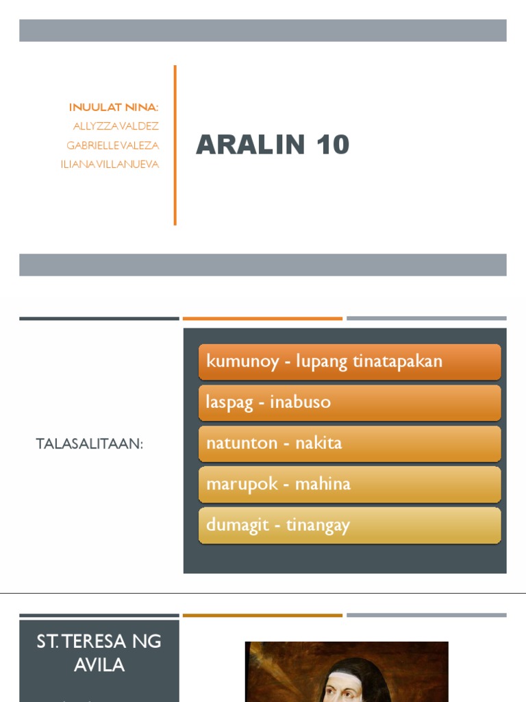 FILIPINO REPORT Aralin 10 | PDF