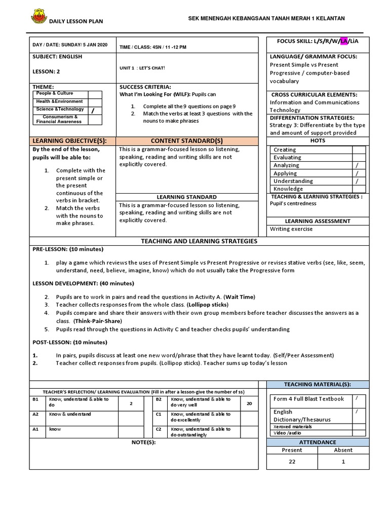 Lesson 2, 3,4 Form 4 2020 | PDF | Teachers | Lesson Plan